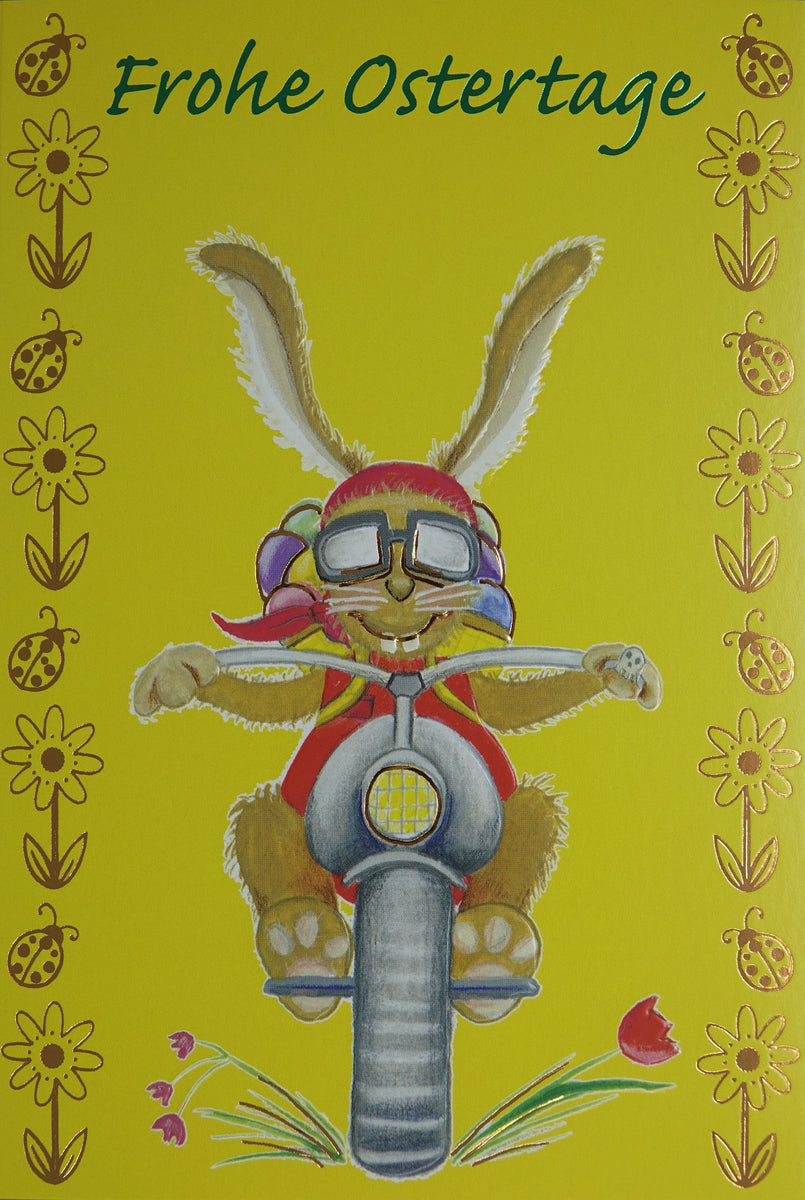 Frohe Ostern vom Osterhasen mit Motorrad – kartenparadies.at | Die ...